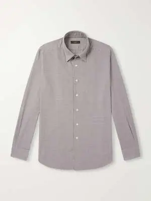 SLOWEAR Glanshirt Button-down Collar Houndstooth Cotton Shirt - Brown