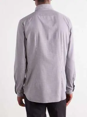SLOWEAR Glanshirt Button-down Collar Houndstooth Cotton Shirt