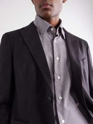 SLOWEAR Glanshirt Button-down Collar Houndstooth Cotton Shirt