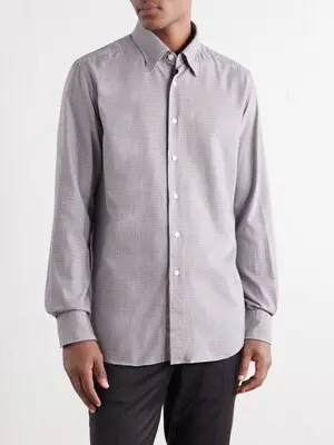 SLOWEAR Glanshirt Button-down Collar Houndstooth Cotton Shirt