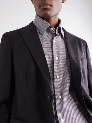 SLOWEAR Glanshirt Button-down Collar Houndstooth Cotton Shirt
