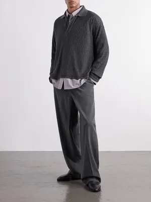 MFPEN Rolodex Bouclé Polo Sweatshirt - Gray