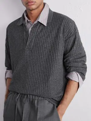 MFPEN Rolodex Bouclé Polo Sweatshirt - Gray