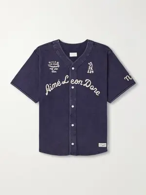 Aimé Leon Dore Logo-embroidered Cotton Shirt - Blue