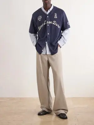 Aimé Leon Dore Logo-embroidered Cotton Shirt - Blue