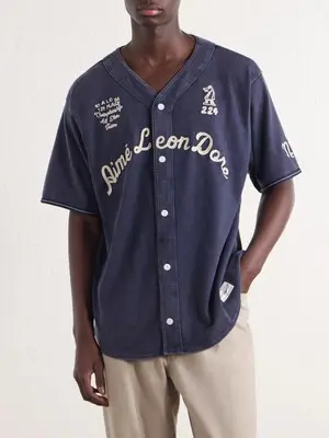Aimé Leon Dore Logo-embroidered Cotton Shirt - Blue