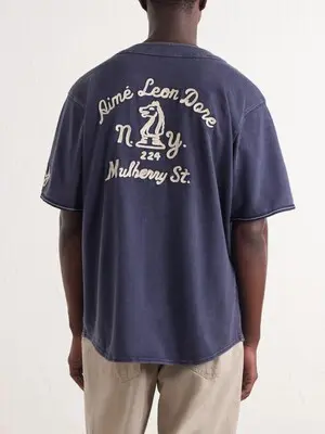 Aimé Leon Dore Logo-embroidered Cotton Shirt - Blue