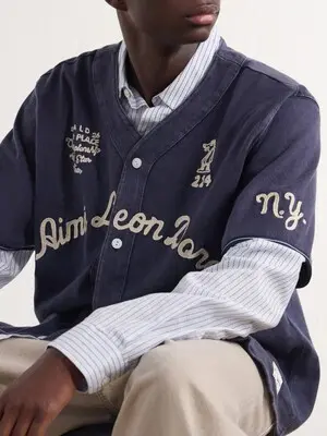 Aimé Leon Dore Logo-embroidered Cotton Shirt - Blue