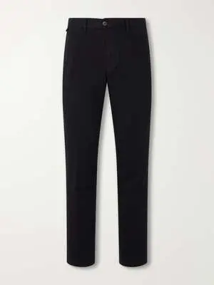 SLOWEAR Incotex Straight-leg Cotton-blend Twill Trousers - Black