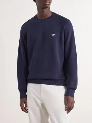 Aimé Leon Dore Logo-embroidered Cotton Sweater - Blue