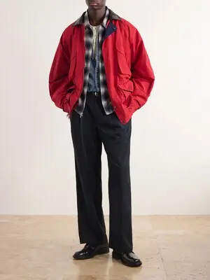 Aimé Leon Dore Leather-trimmed Cotton-blend Jacket