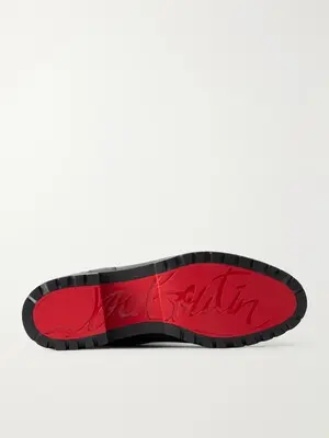 CHRISTIAN LOUBOUTIN Leather-trimmed Suede Biker Boots