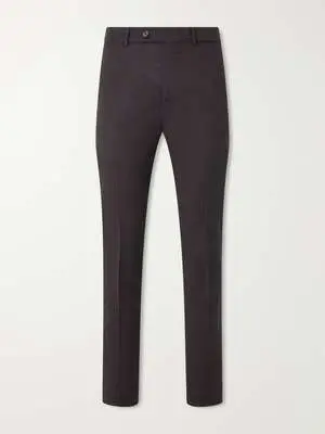 SLOWEAR Incotex Tapered Wool-blend Flannel Trousers - Brown