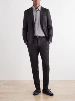SLOWEAR Incotex Tapered Wool-blend Flannel Trousers