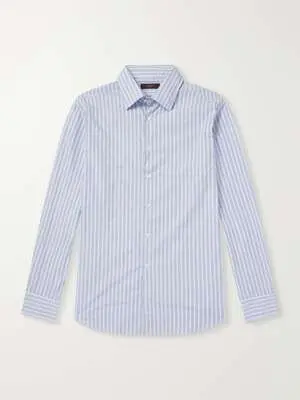 SLOWEAR Glanshirt Striped Cotton-poplin Shirt - Blue