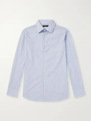 SLOWEAR Glanshirt Striped Cotton-poplin Shirt - Blue