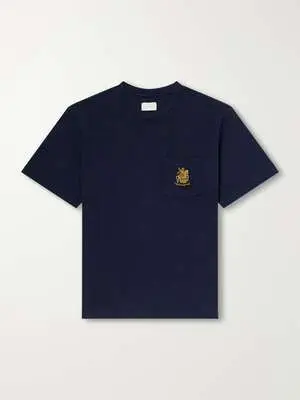 Aimé Leon Dore St. George Logo-embroidered Cotton-jersey T-shirt - Navy