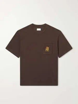Aimé Leon Dore St. George Logo-embroidered Cotton-jersey T-shirt - Brown
