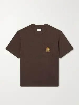 Aimé Leon Dore St. George Logo-embroidered Cotton-jersey T-shirt - Brown
