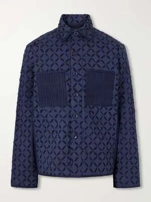 KARDO Wynton Cut-out Padded Textured-cotton Blouson Jacket - Navy