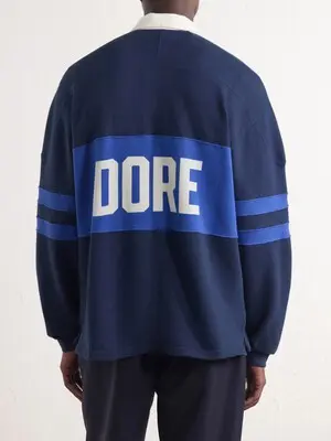 Aimé Leon Dore Logo-intarsia Striped Cotton Polo Shirt - Blue