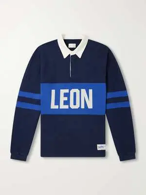Aimé Leon Dore Logo-intarsia Striped Cotton Polo Shirt - Navy