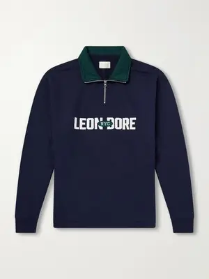 Aimé Leon Dore Logo-appliquéd Cotton Half-zip Sweatshirt - Blue