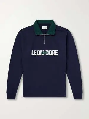 Aimé Leon Dore Logo-appliquéd Cotton Half-zip Sweatshirt - Navy