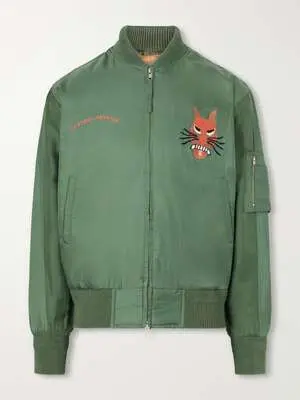 KARDO Max Embroidered Silk-twill Bomber Jacket - Green