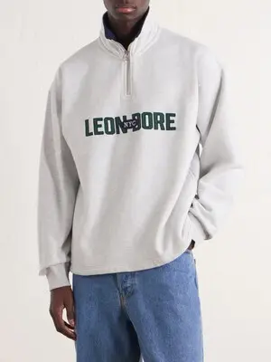 Aimé Leon Dore Logo-appliquéd Cotton Half-zip Sweatshirt