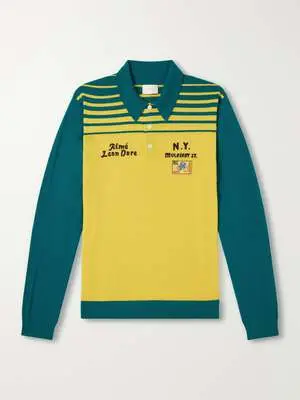 Aimé Leon Dore Logo-embroidered Merino Wool Polo Shirt - Yellow