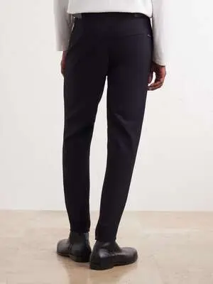 Loewe Tapered Leather-trimmed Wool-blend Twill Trousers