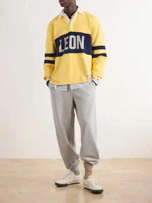 Aimé Leon Dore Logo-printed Striped Cotton Polo Shirt