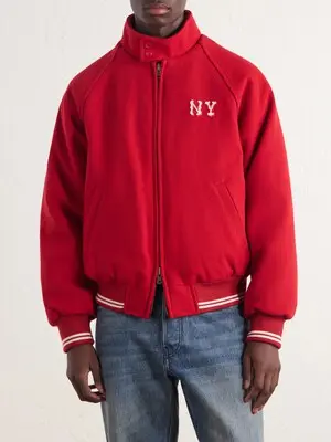 Aimé Leon Dore Ny Highlanders Logo-embroidered Wool-blend Varsity Jacket