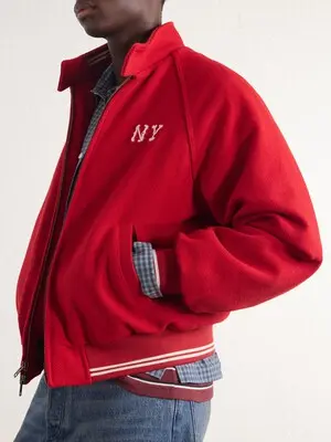 Aimé Leon Dore Ny Highlanders Logo-embroidered Wool-blend Varsity Jacket