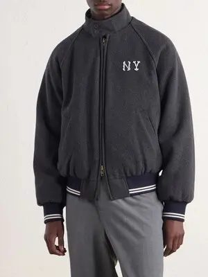 Aimé Leon Dore Ny Highlanders Logo-embroidered Wool-blend Varsity Jacket