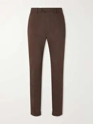 SLOWEAR Incotex Tapered Cotton-blend Twill Trousers - Brown