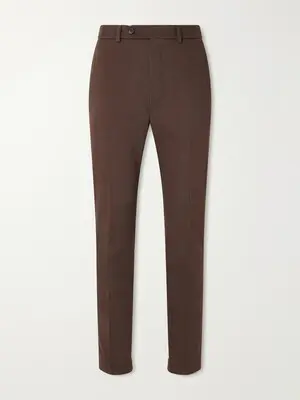 SLOWEAR Incotex Tapered Cotton-blend Twill Trousers - Brown