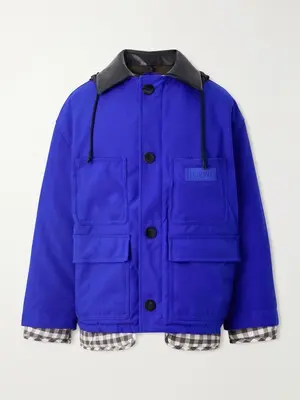 Loewe Leather-trimmed Cordura® Padded Jacket - Blue