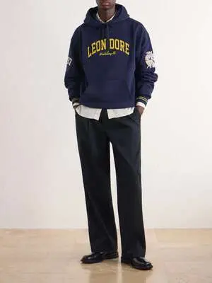 Aimé Leon Dore Logo-appliqué Cotton-jersey Hoodie - Navy