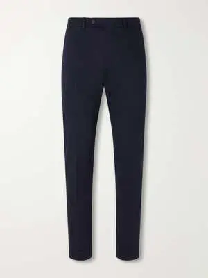 SLOWEAR Incotex Tapered Cotton-blend Twill Trousers - Blue