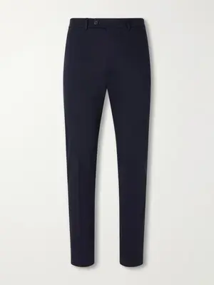 SLOWEAR Incotex Tapered Cotton-blend Twill Trousers - Blue