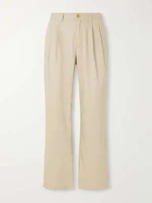 Aimé Leon Dore Straight-leg Pleated Cotton Trousers - Beige