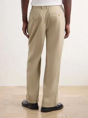 Aimé Leon Dore Straight-leg Pleated Cotton Trousers - Beige