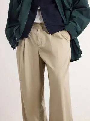 Aimé Leon Dore Straight-leg Pleated Cotton Trousers - Beige