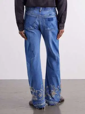 KARTIK RESEARCH Straight-leg Distressed Bead-embellished Jeans