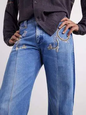 KARTIK RESEARCH Straight-leg Distressed Bead-embellished Jeans