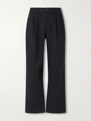 Aimé Leon Dore Straight-leg Pleated Cotton Trousers - Black