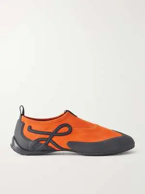 Loewe Grip Aqua Rubber-trimmed Stretch Suede Sneakers - Orange