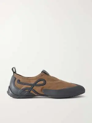 Loewe Grip Aqua Rubber-trimmed Stretch Suede Sneakers - Brown